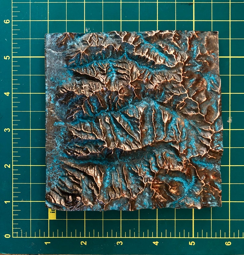 Bronze Casting of Wasatch Mountain Topographic Map With Natural Ice ...