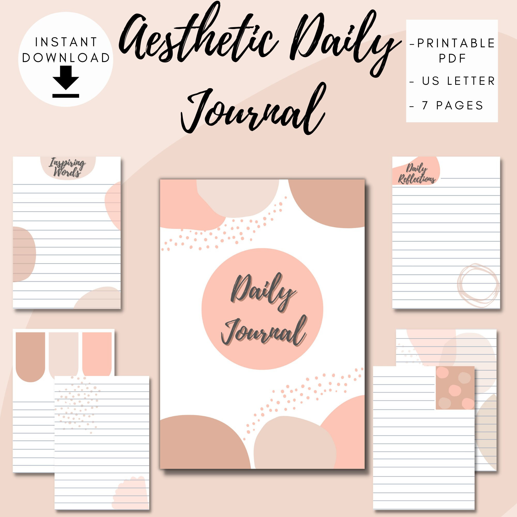 Aesthetic Daily Journal | Writing Journal | Daily Gratitude Journal ...