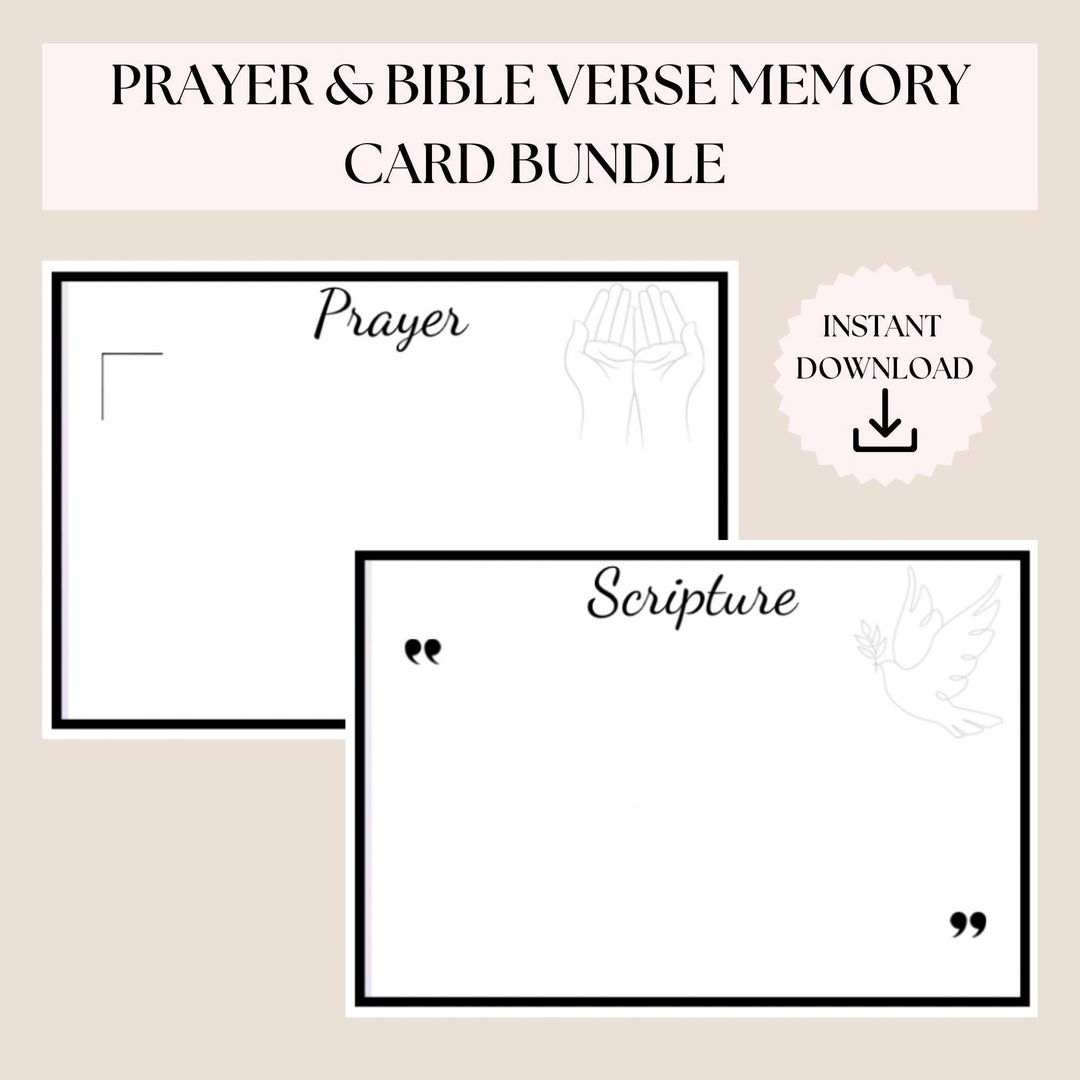 Bible Memorization and Prayer Card Bundle |bible Memory Verse Cards ...