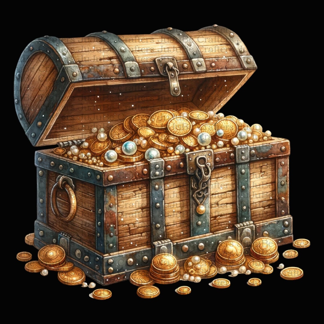 Treasure Chest Clipart, 5 Watercolor Open Chests, High Resolution ...