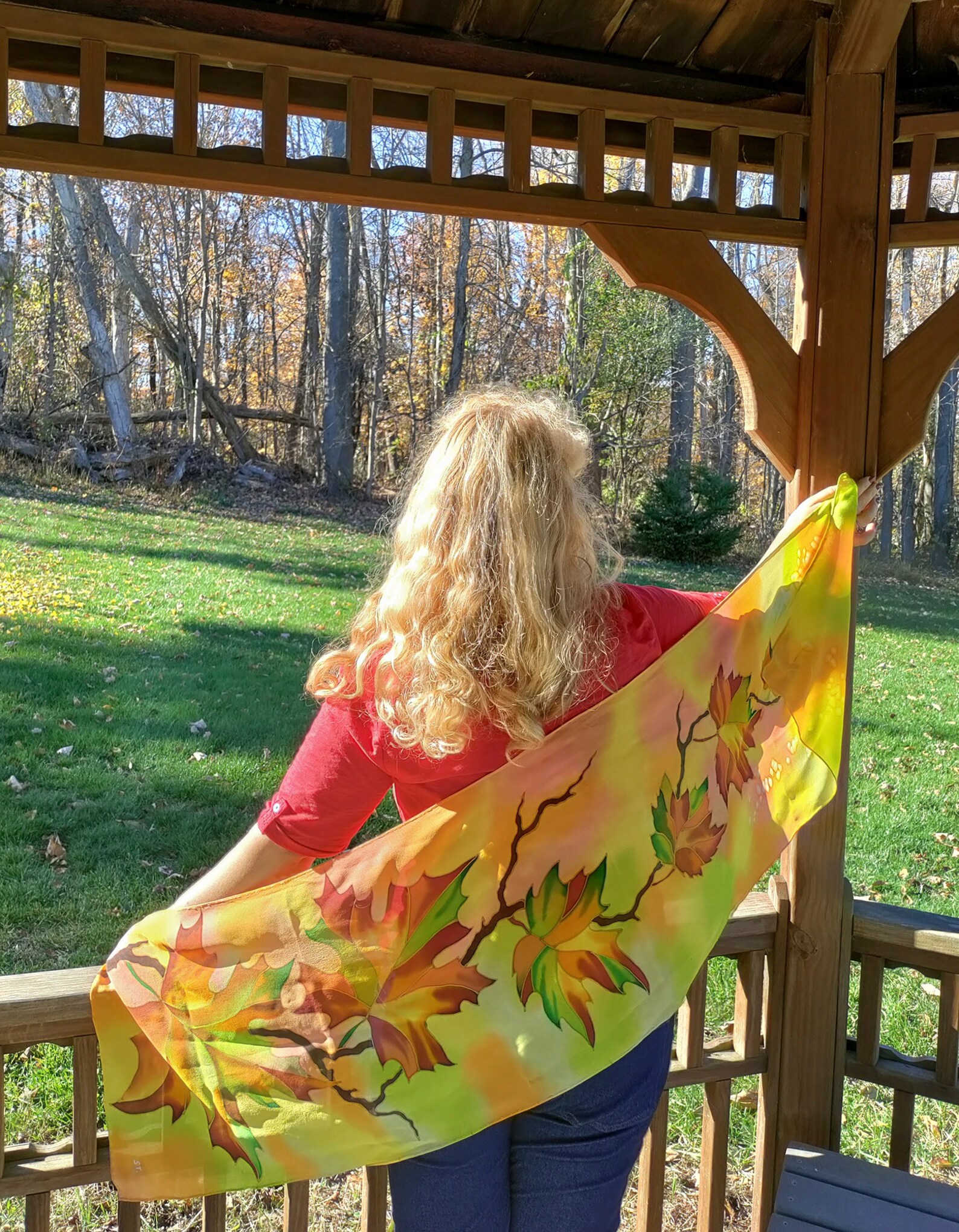 Autumn Silk Scarf Silk Scarf Hand Painted Silk Scarf Autumn - Etsy