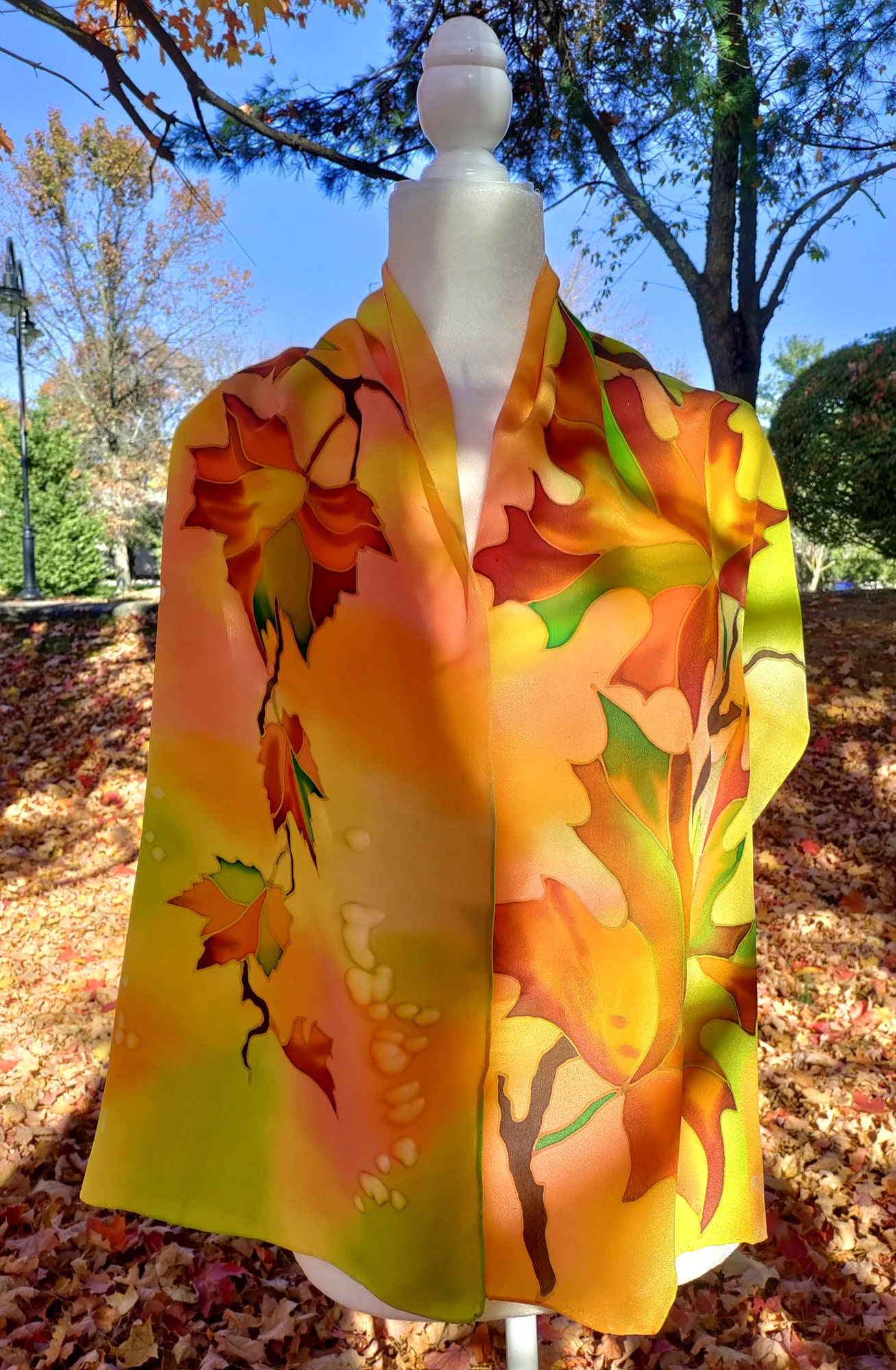 Autumn Silk Scarf, Silk Scarf, Hand Painted Silk Scarf, Autumn Scarf ...