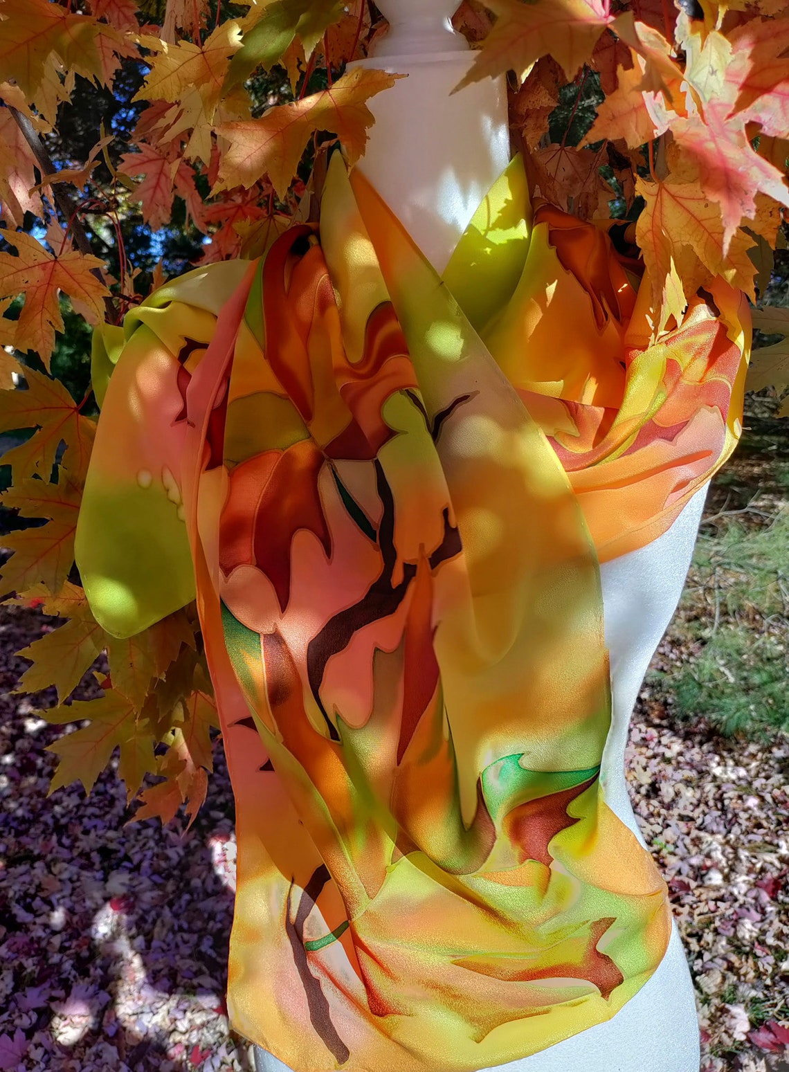 Autumn Silk Scarf Silk Scarf Hand Painted Silk Scarf Autumn - Etsy
