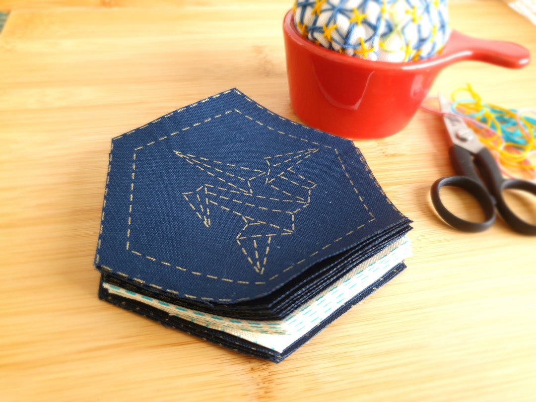 8 Pcs Sashiko Quilt Pre-printed Hexagon Cloths for Patchwork/ Sashiko ...