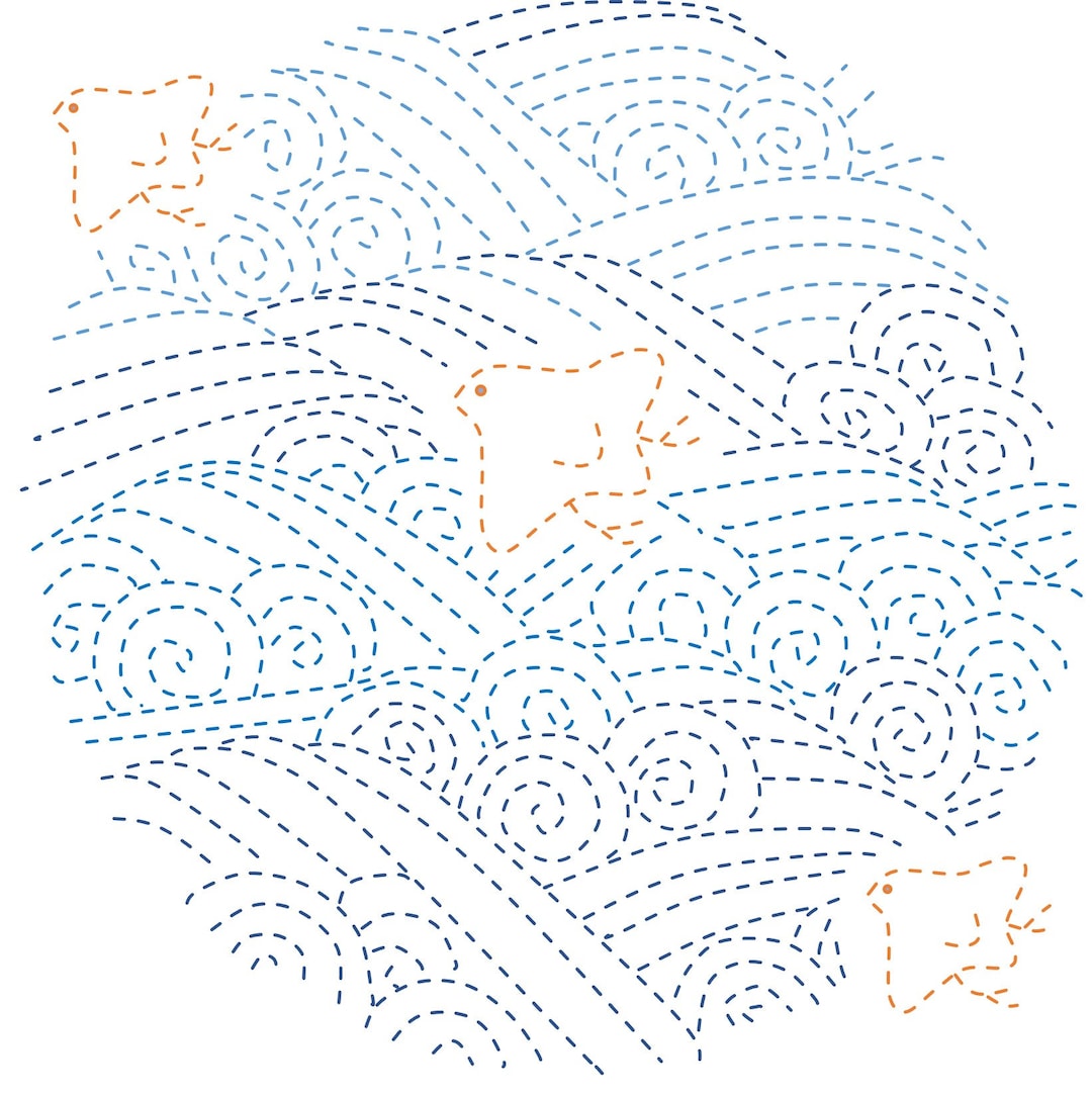 PDF Sashiko "surfing Birds" 3mm Stitch Data for A4 Instant Download ...