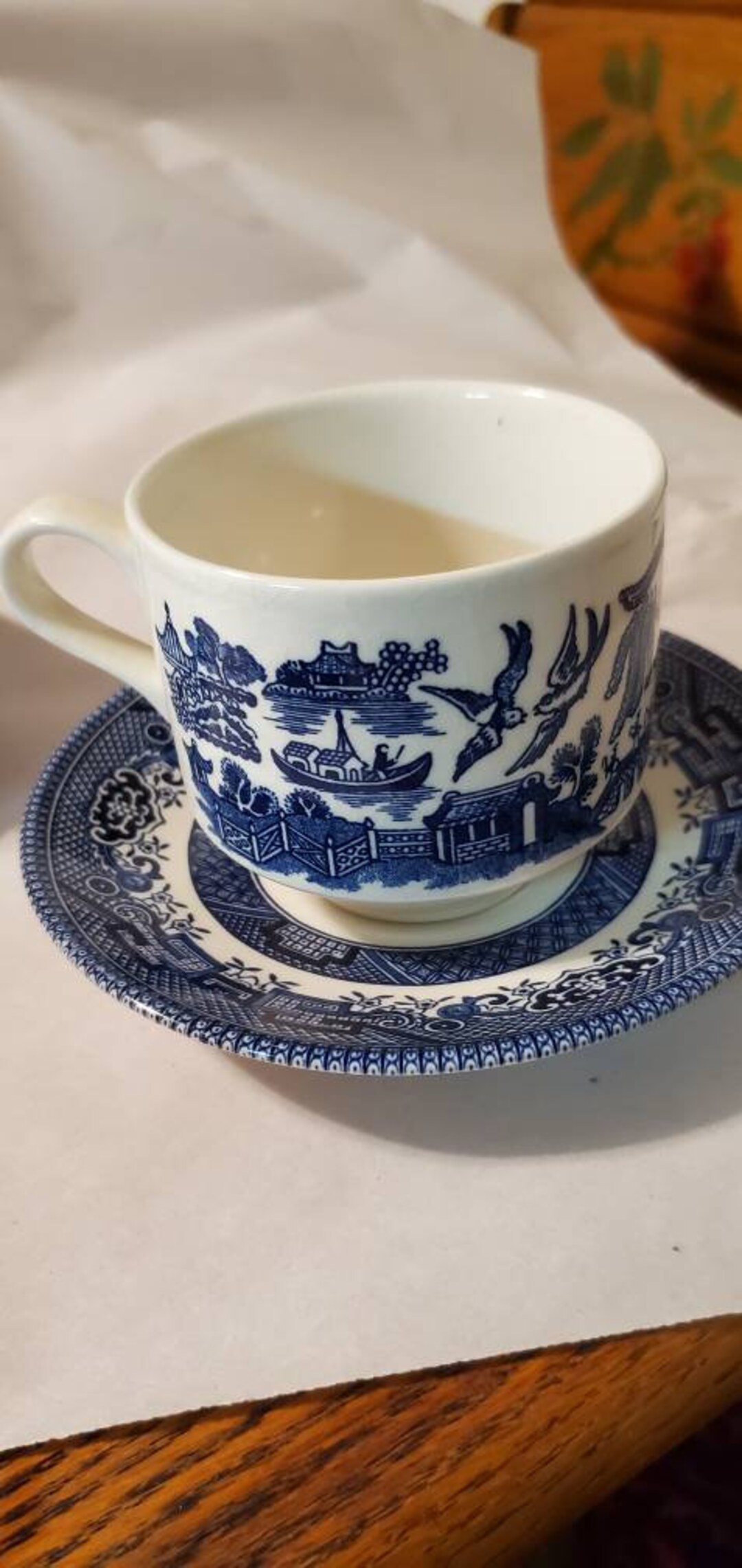 Churchill Blue Willow Cup and Saucer - Etsy