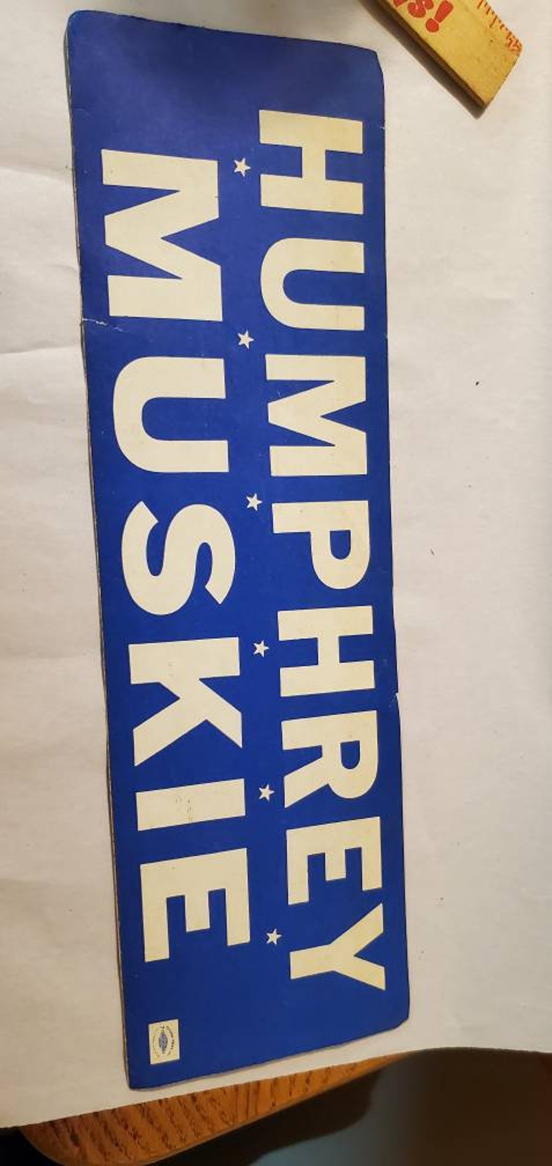 Vintage Humphrey Muskie Political Bumper Sticker - Etsy