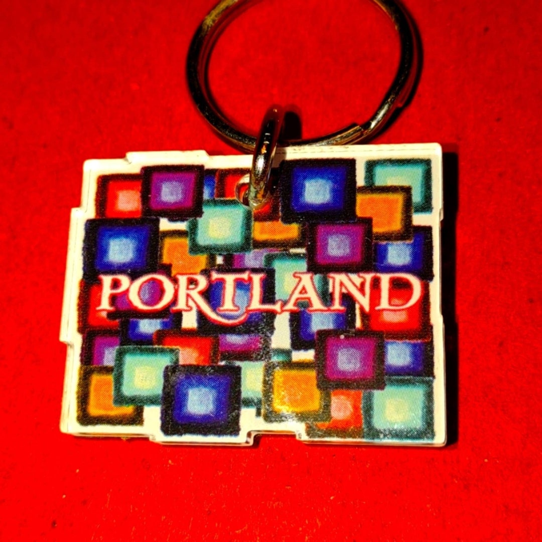 Portland Oregon Vintage Keychain With Mirror on Opposite Side - Etsy