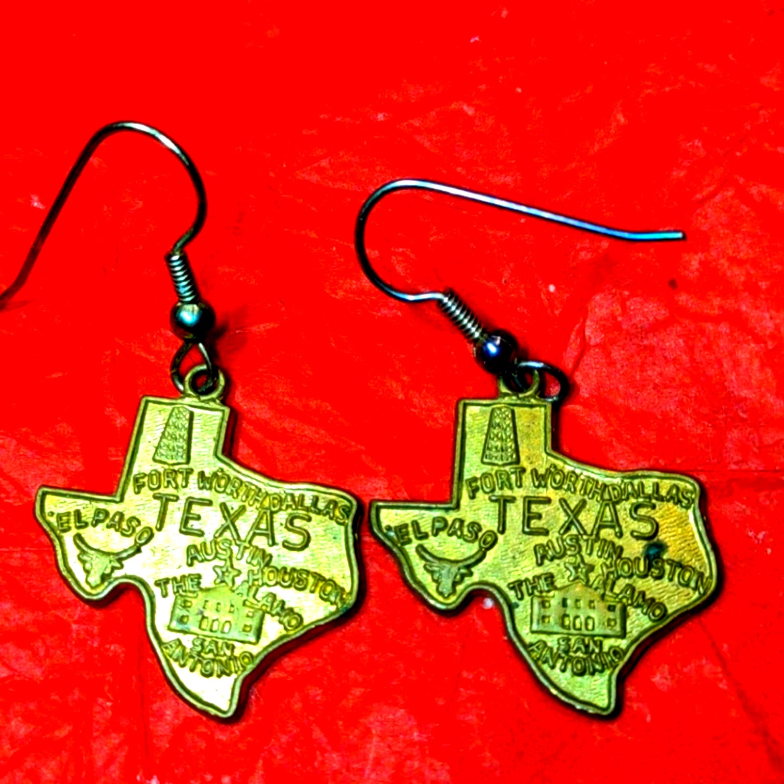 Gold Vintage Texas Shaped Earrings - Etsy