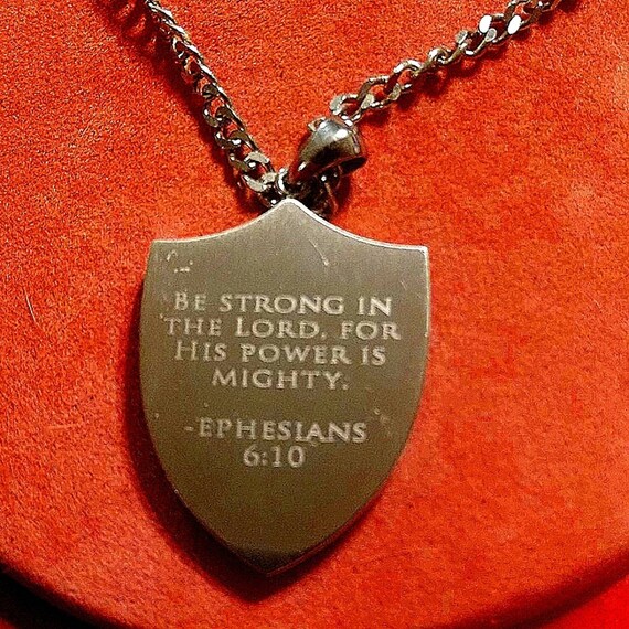 Men's religious necklace~Shield of Strength - Gem