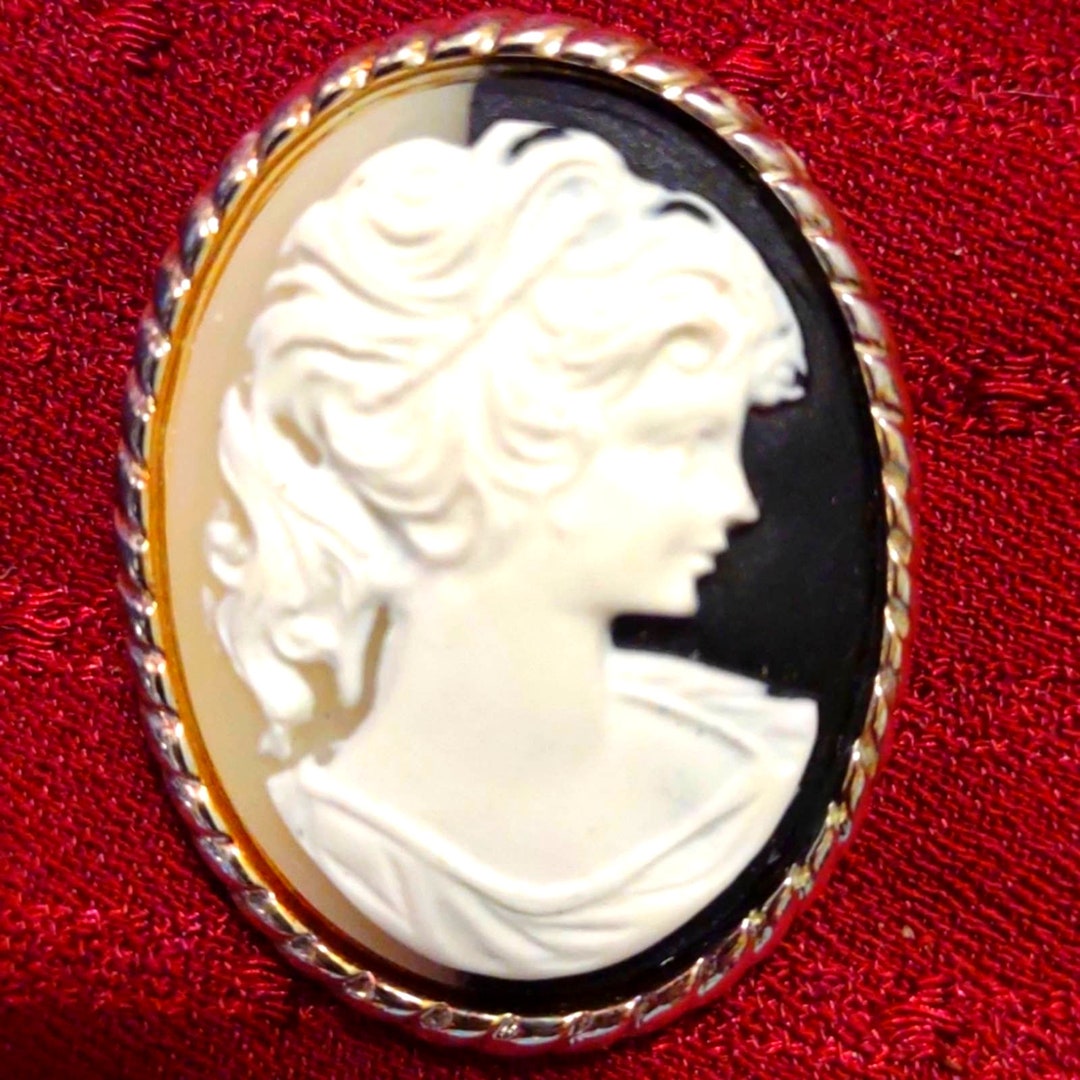 Stunning Black and White Celluloid Brooch - Etsy