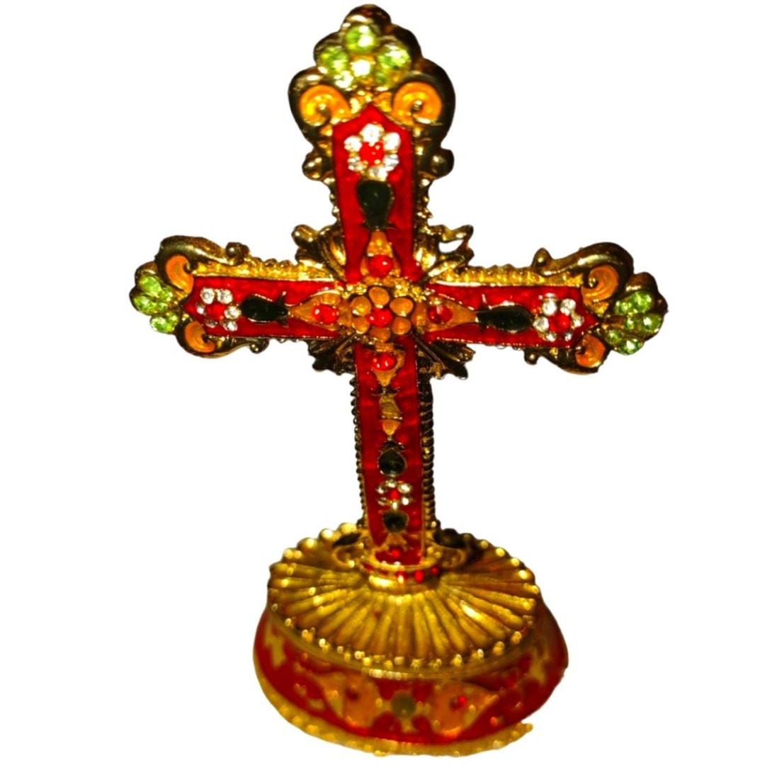 Old Vintage Ornate Cross Trinket Box - Etsy