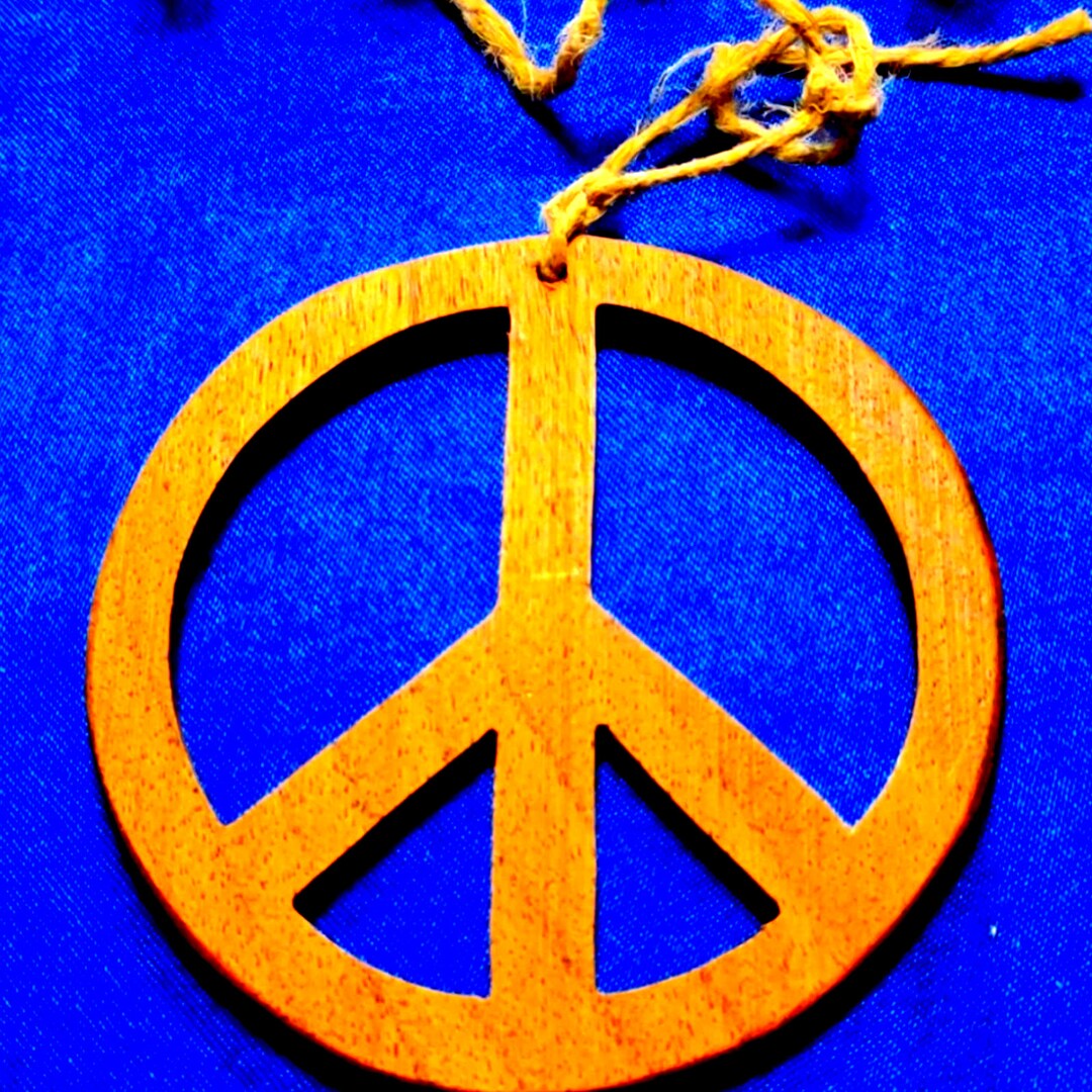 Vintage Hand Carved Wooden Piece Sign Pendant - Etsy