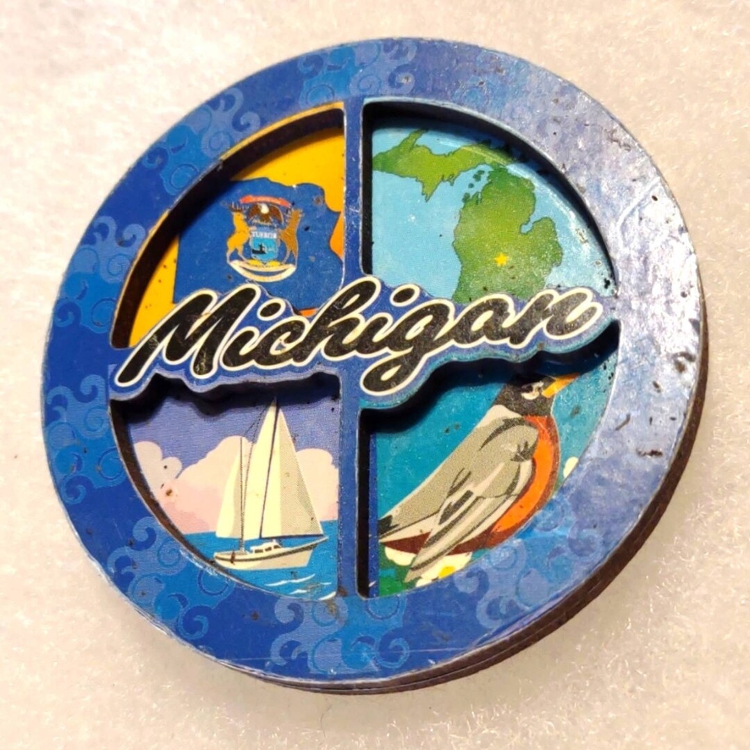 Old Vintage Michigan Refrigerator Magnet - Etsy