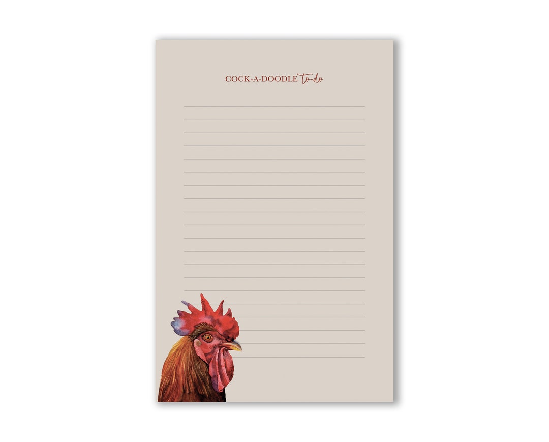 Notepad, Rooster Notepad, Farm Animal, Funny Stationery, to Do List ...