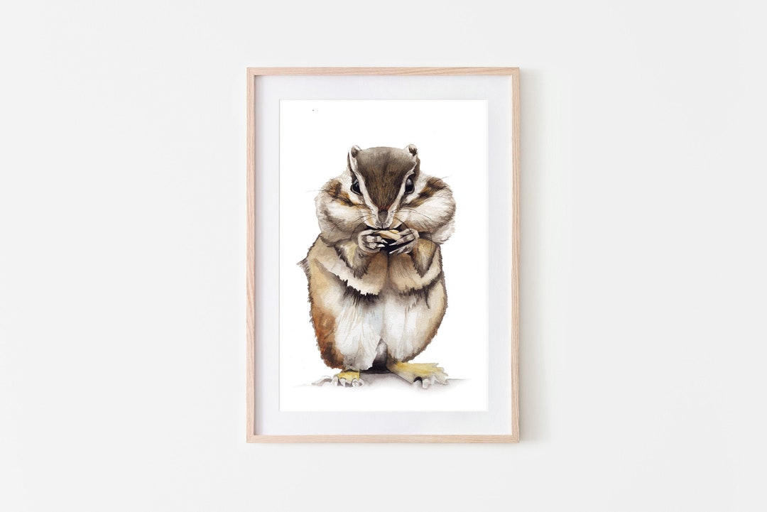 Chipmunk Art Print, Chipmunk Art, Woodland Animal Art, Watercolor ...