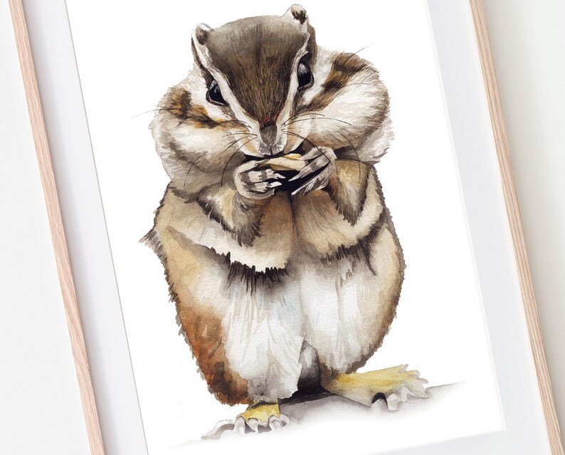 Chipmunk Art Print Chipmunk Art Woodland Animal Art - Etsy