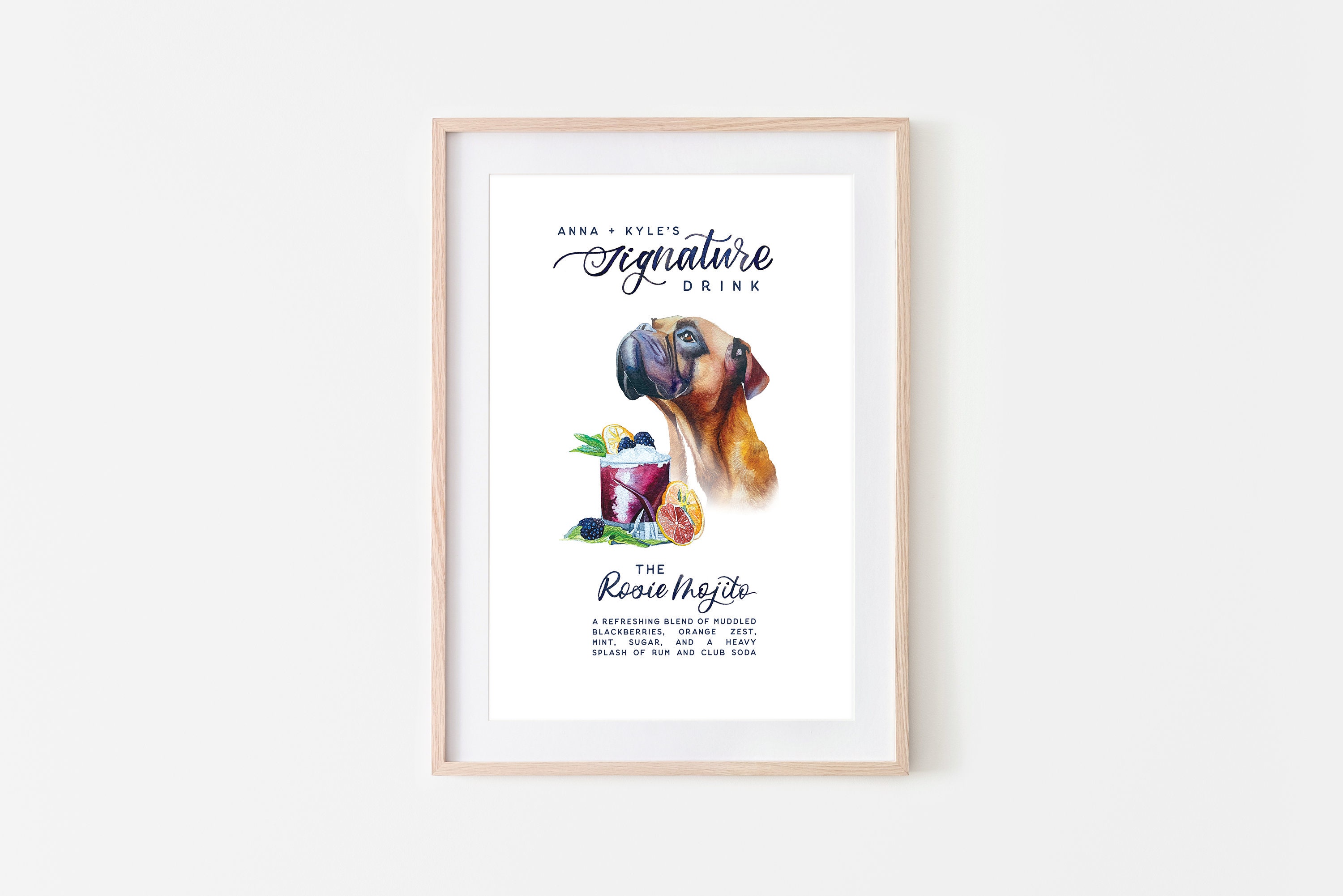 Custom Watercolor Signature Drink Sign With Pet Portrait - Etsy