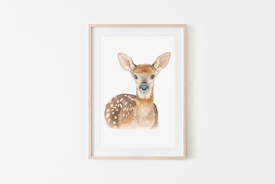 Fawn Watercolor Art Print: Baby Deer, Woodland Nursery Decor - Etsy