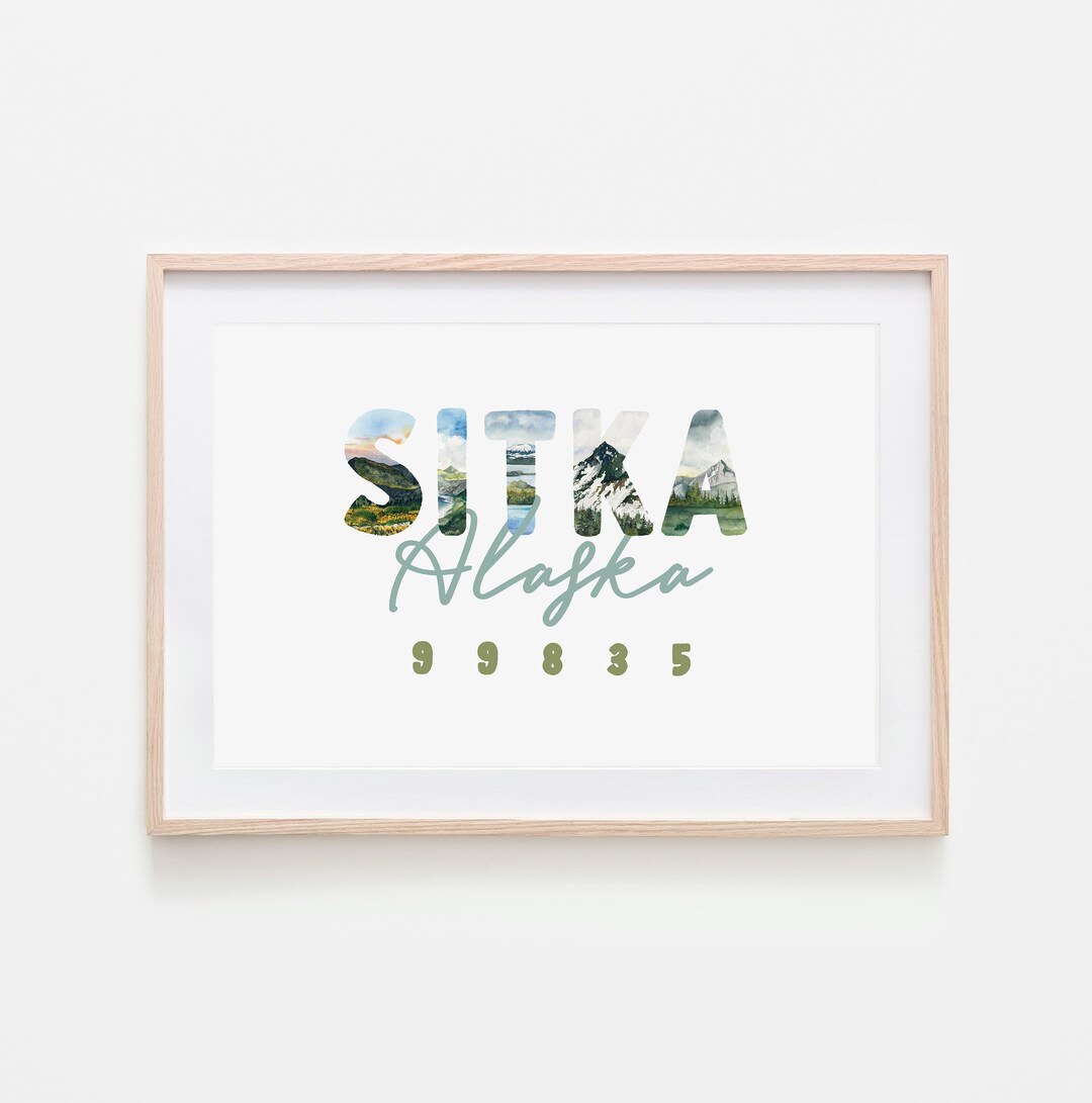 Sitka Alaska Art Print: Watercolor Mountain Lettering - Etsy