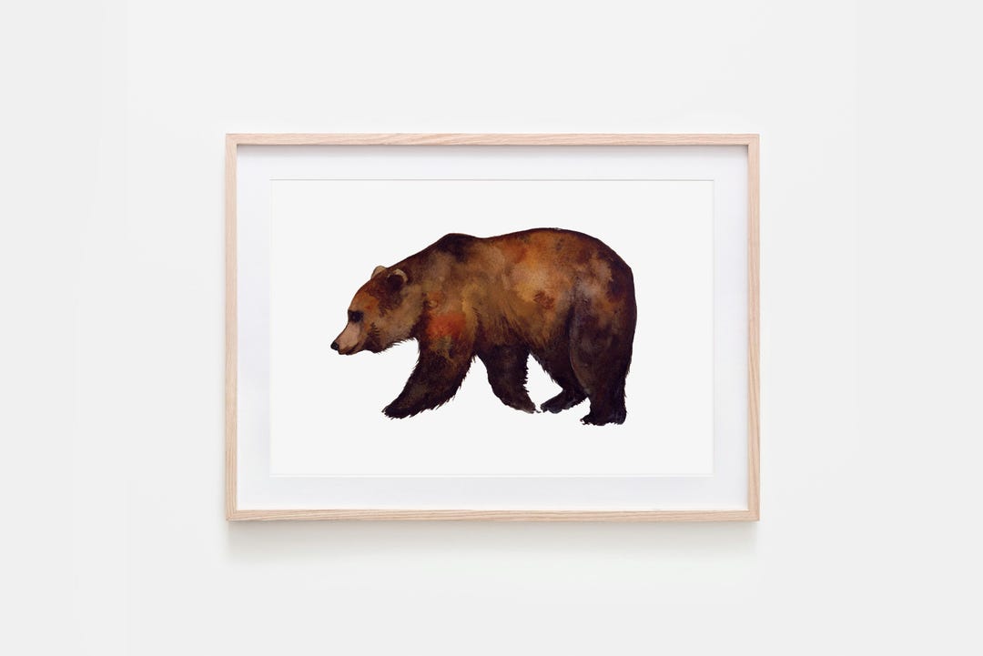 Watercolor Brown Bear Art Print: Woodland Nursery Decor - Etsy