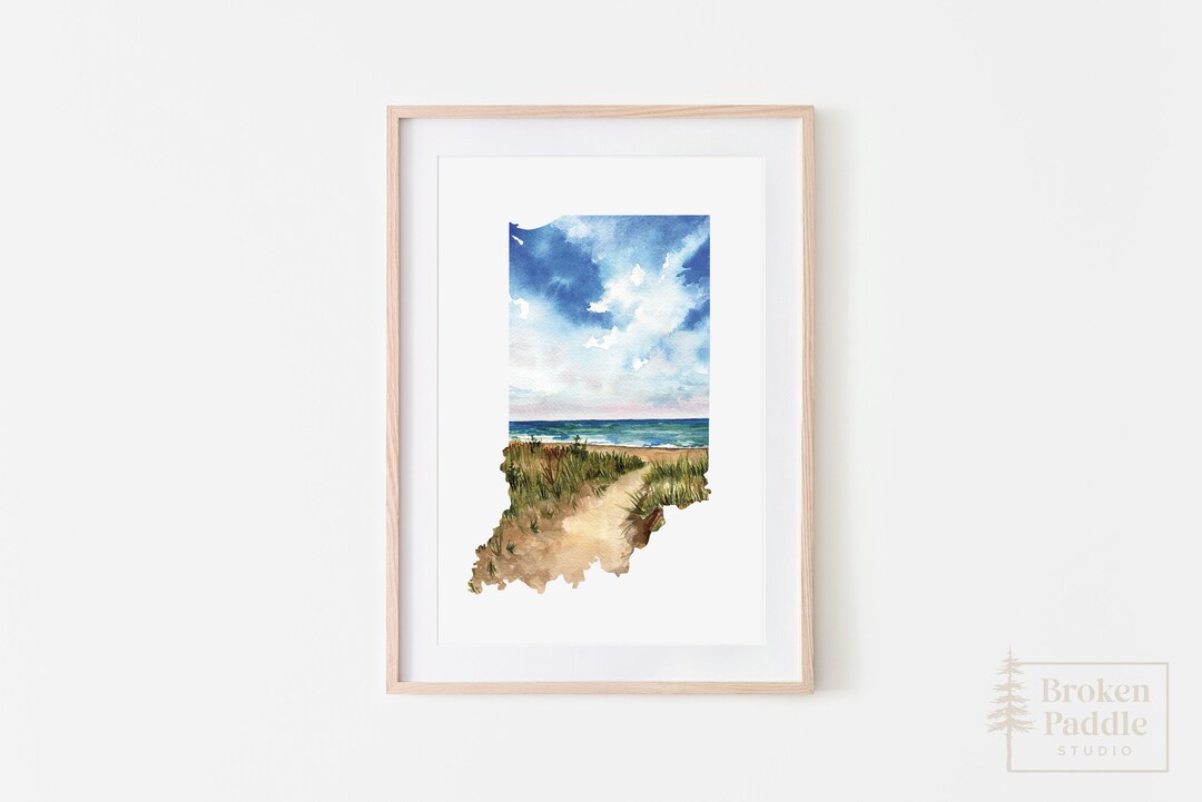 Indiana Art Print, Indiana State Art Work, Indiana Wall Art, Indiana ...