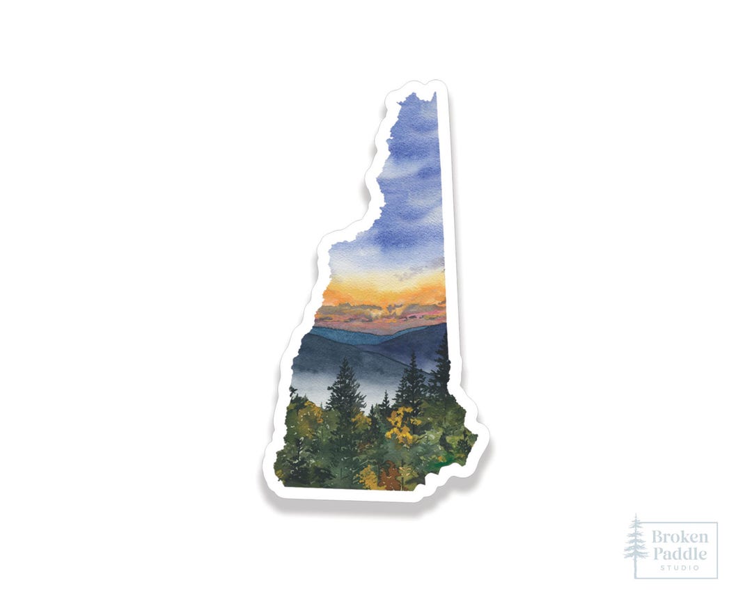 New Hampshire Sticker: Watercolor Mountain State Decal - Etsy