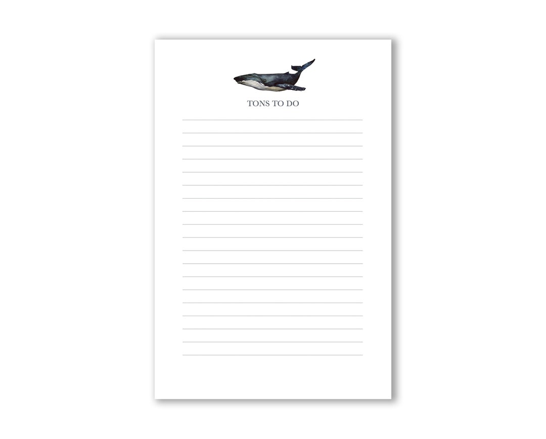 Whale Notepad: Nautical To-do List Stationery - Etsy
