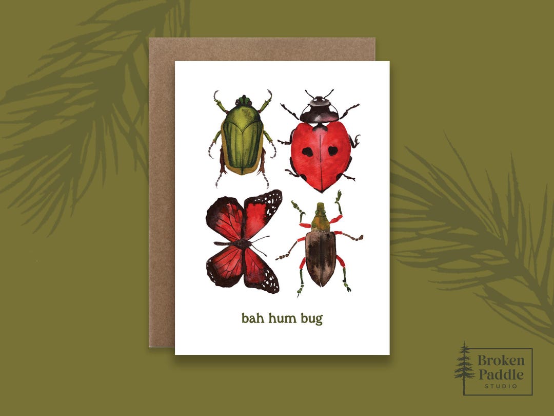 Watercolor Christmas Card: 'bah Hum Bug' Holiday Greeting - Etsy