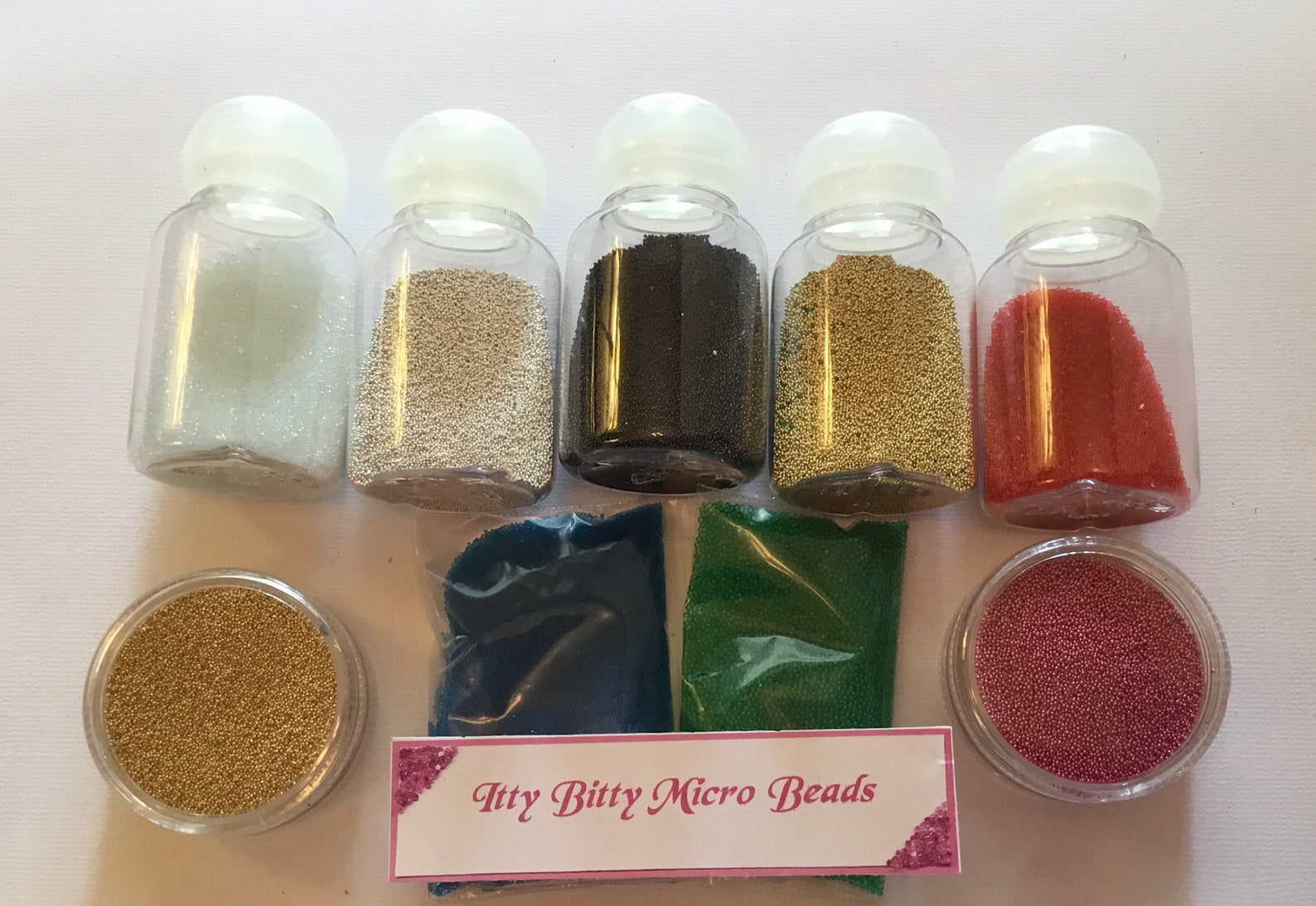 BEADS Mini Micro Beads 5 Bottles 2 ROUNDS 2 Packets - Etsy