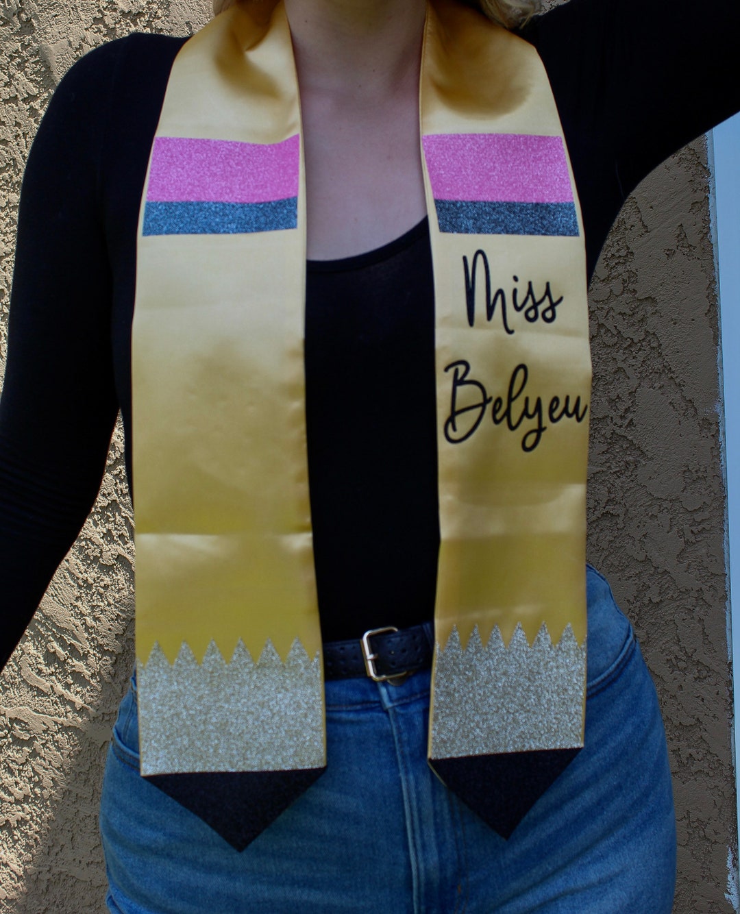 Education Graduation Stole, Pencil Sash, Personalized Graduation Stole ...