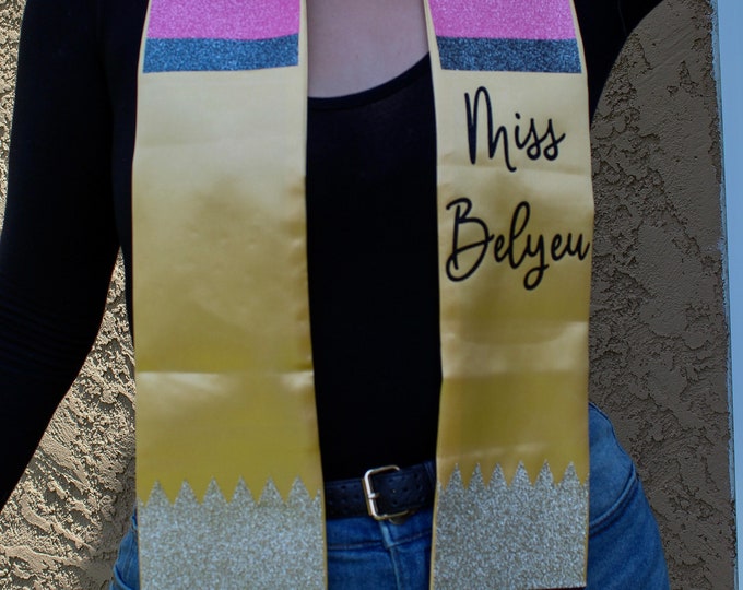 Education Graduation Stole, Pencil Sash, Personalized Graduation Stole ...