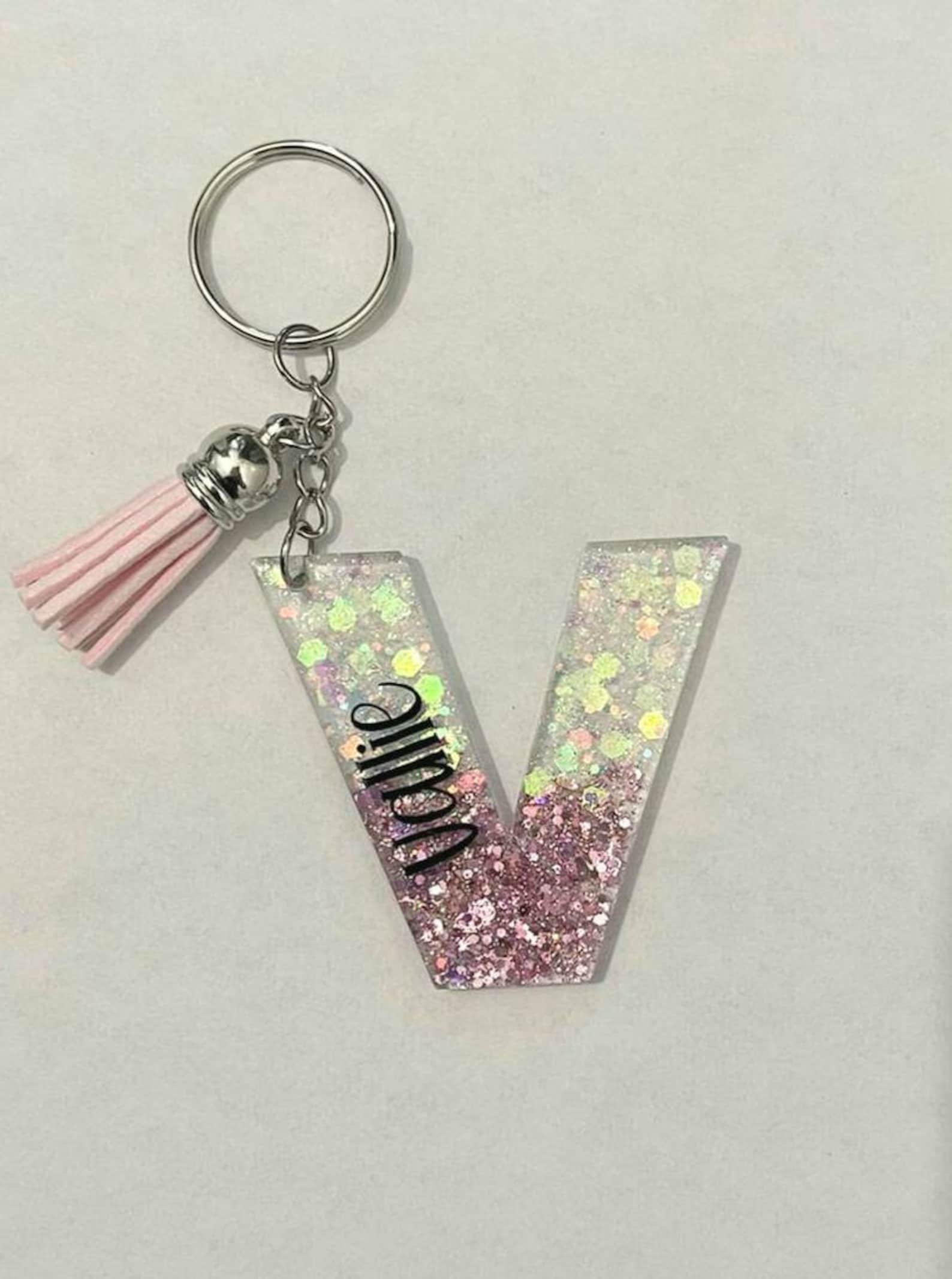 Custom Initial Keychain Ombré Glitter Keychain With Name - Etsy