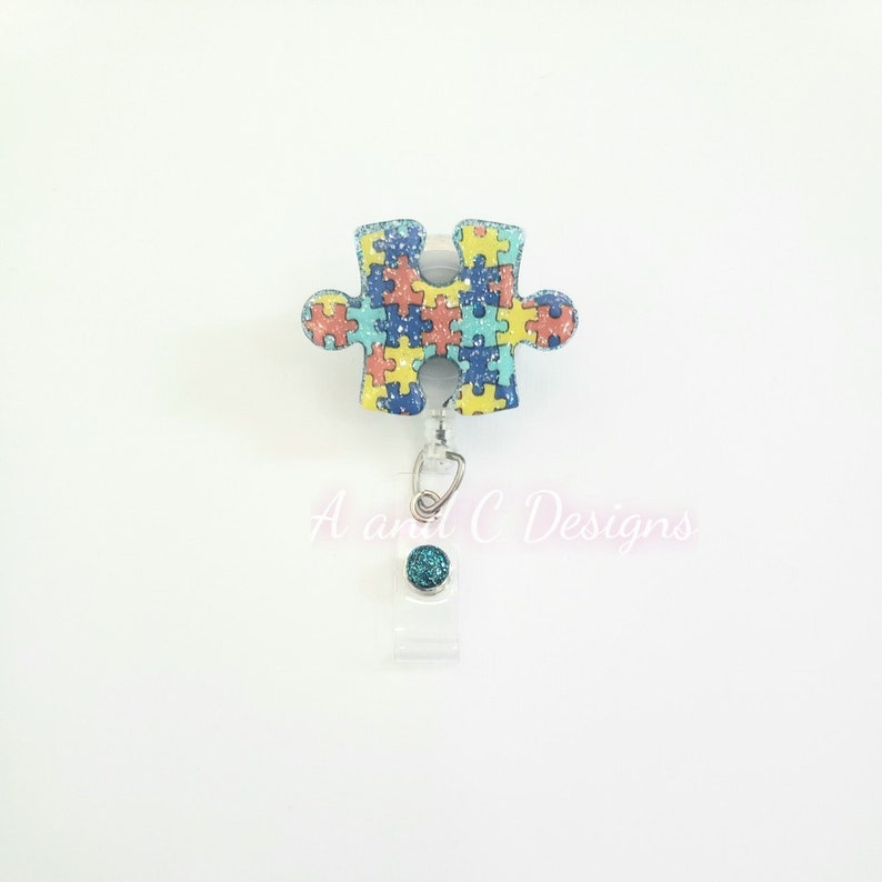 Puzzle Piece Badge Reel Interchangeable Badge Reel Autism - Etsy