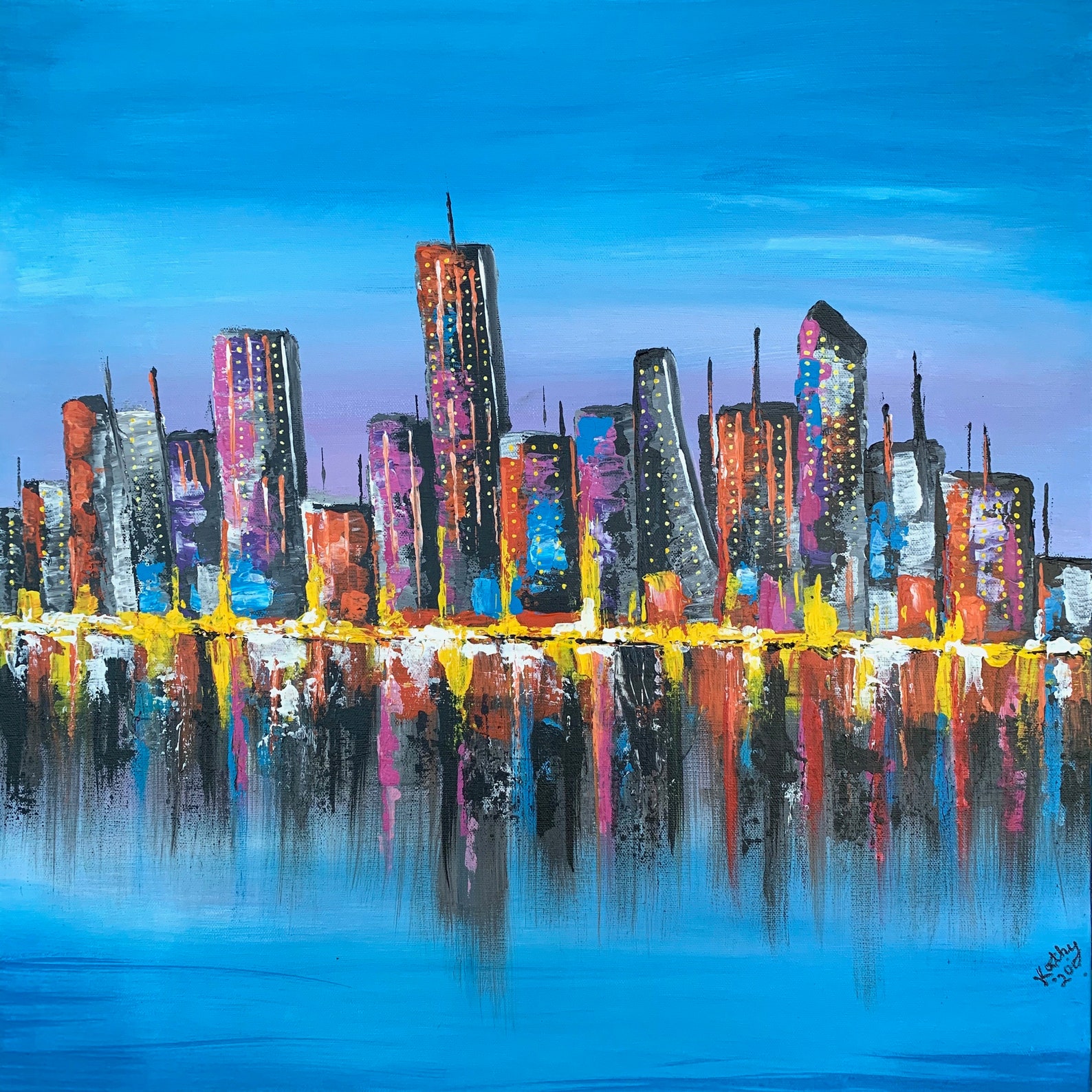 City Scape Painting - Etsy