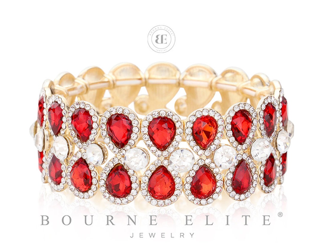 Red & Gold Infinity Bracelet Red Prom Bracelet Red Gold - Etsy