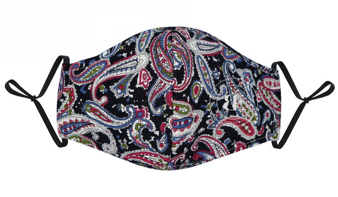 Black Multi Paisley Face Mask With FILTER POCKET Microfiber - Etsy