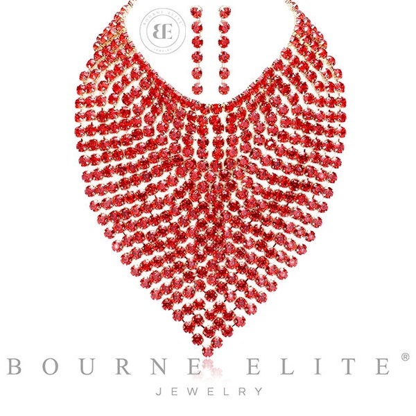 Red Necklace Set - Etsy