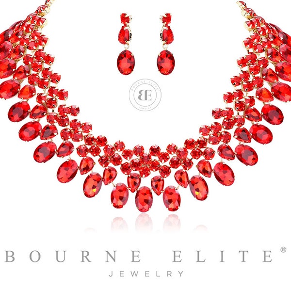 Red Bib Necklace - Etsy