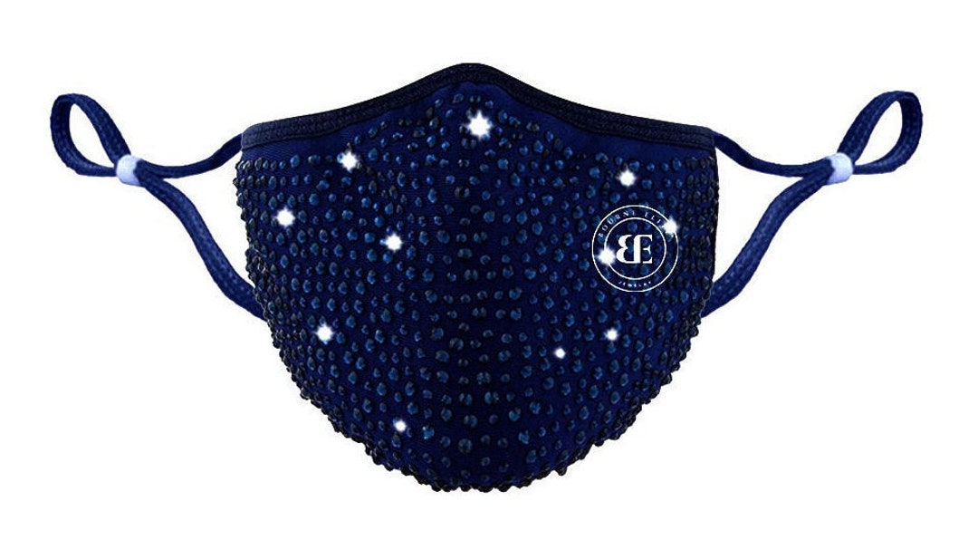 NAVY BLUE SWAROVSKI Crystal Face Mask Bestseller Navy Bling Face Mask ...