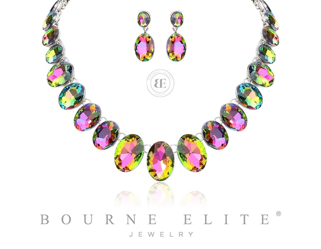 Vitrial Oval Collar Necklace Set Vitrail Multi Necklace Set Vitrial ...