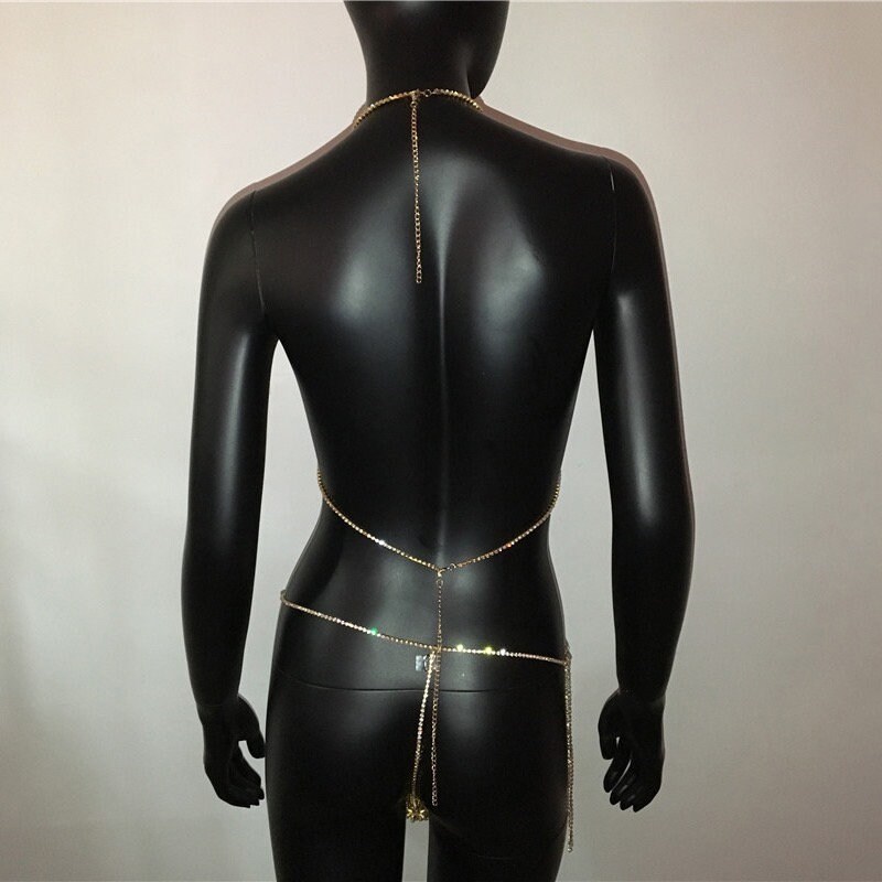 RHINESTONE BIKINI BODY Chain Bling One Piece Rhinestone | Etsy