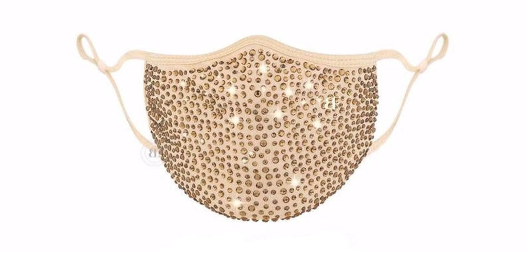 GOLD SWAROVSKI Bling Face Mask METALLIC Gold Crystal Mask - Etsy