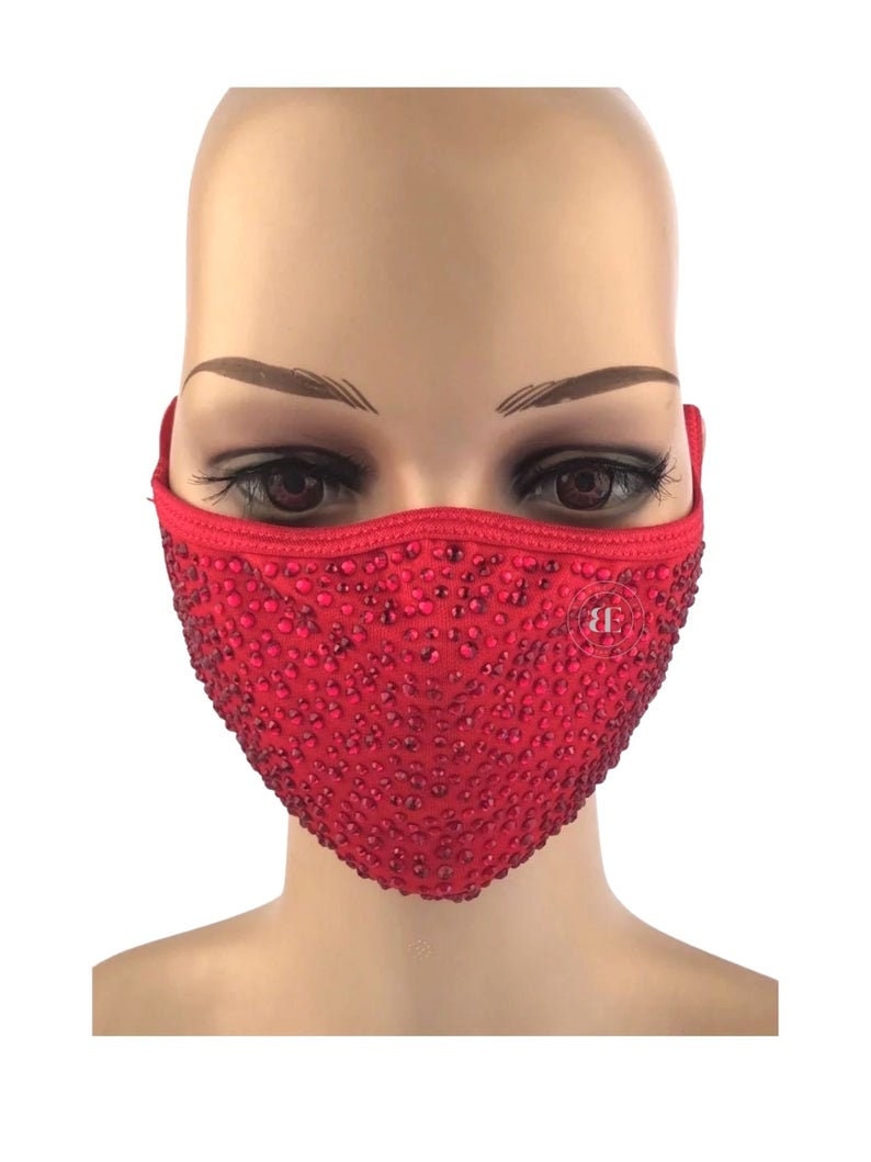 RED SWAROVSKI Swarovski Face Mask Red Christmas Mask Red - Etsy