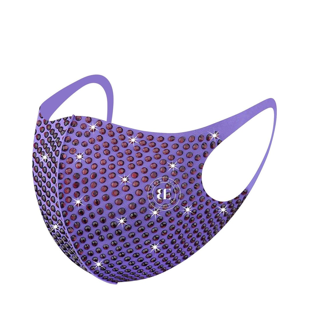 Purple Rhinestone Face Mask 1 LAYER Mask Washable Face Mask Purple Face ...
