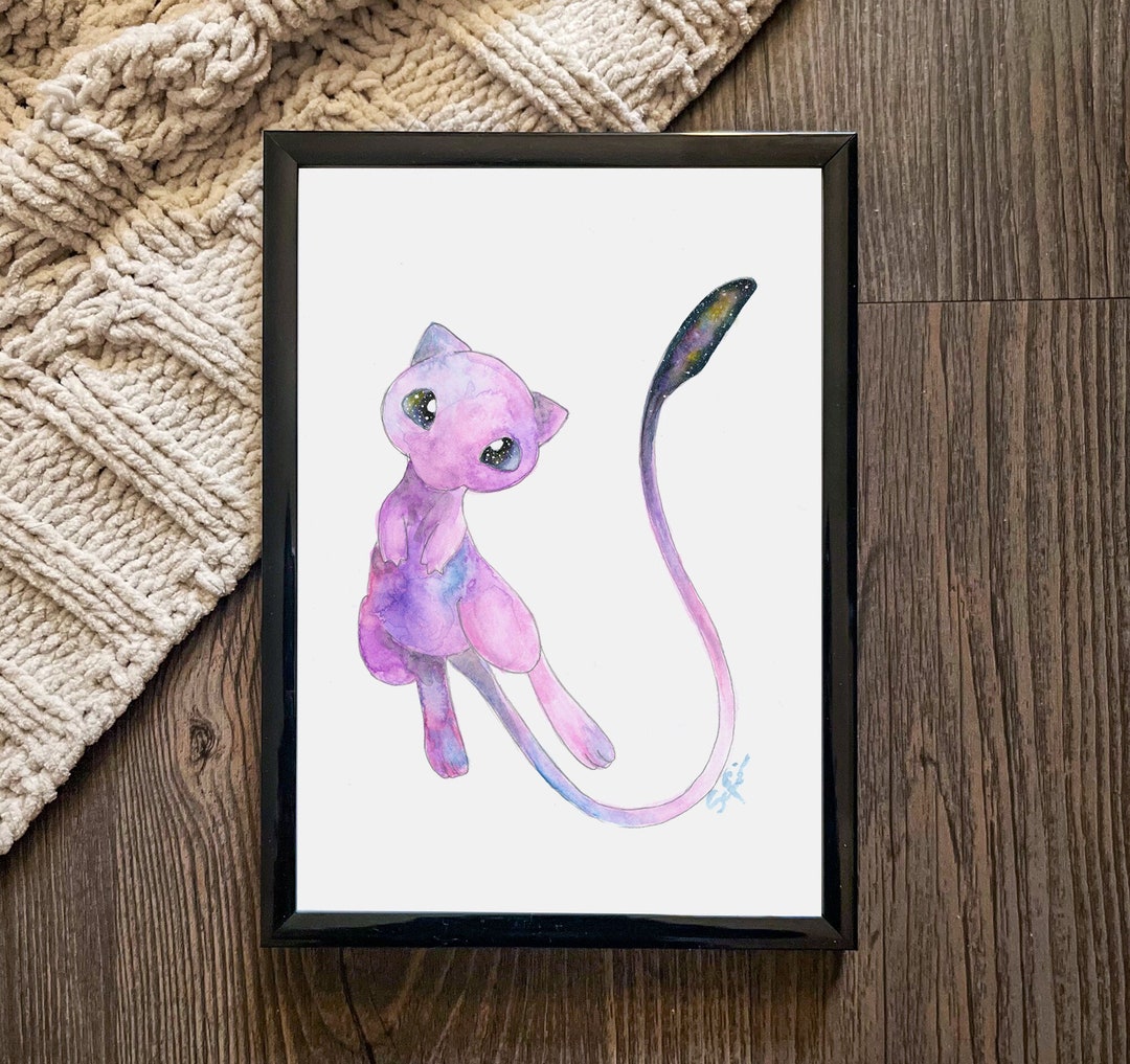 Pokemon - Little Mew Watercolor Art Print - Etsy