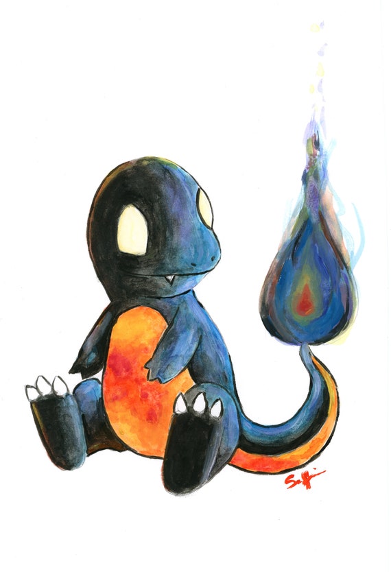 Pokemon Spooky Charmander Watercolor Art Print | Etsy