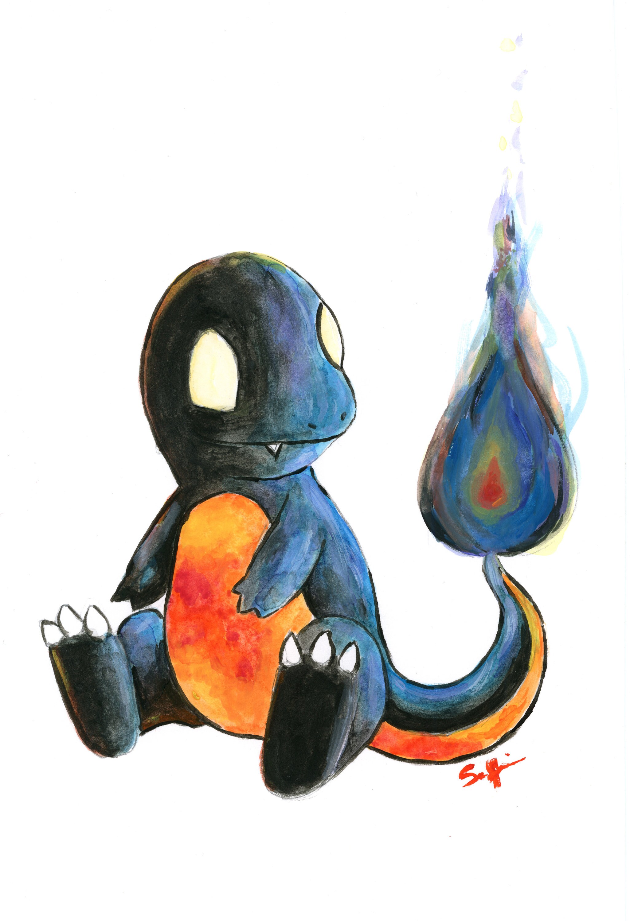 Pokemon Spooky Charmander Watercolor Art Print - Etsy