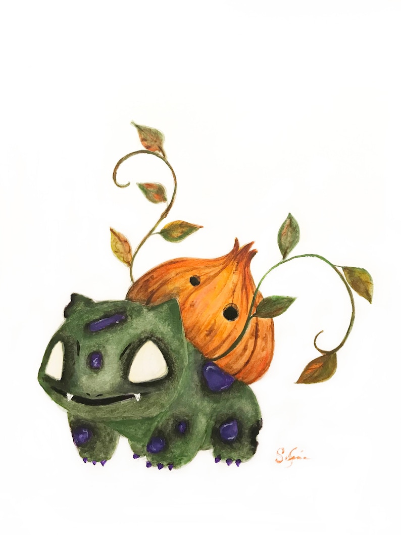 Pokemon Fall Bulbasaur Watercolor Art Print - Etsy