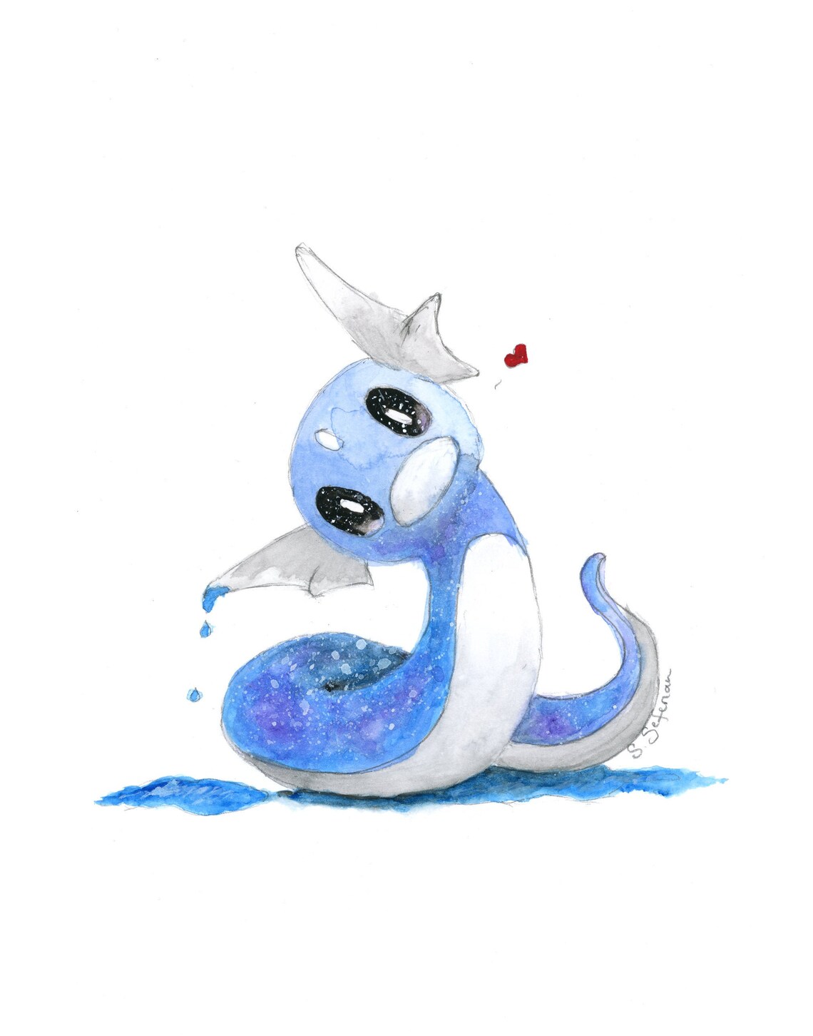 Pokemon - Dratini Watercolor Art Print - Etsy